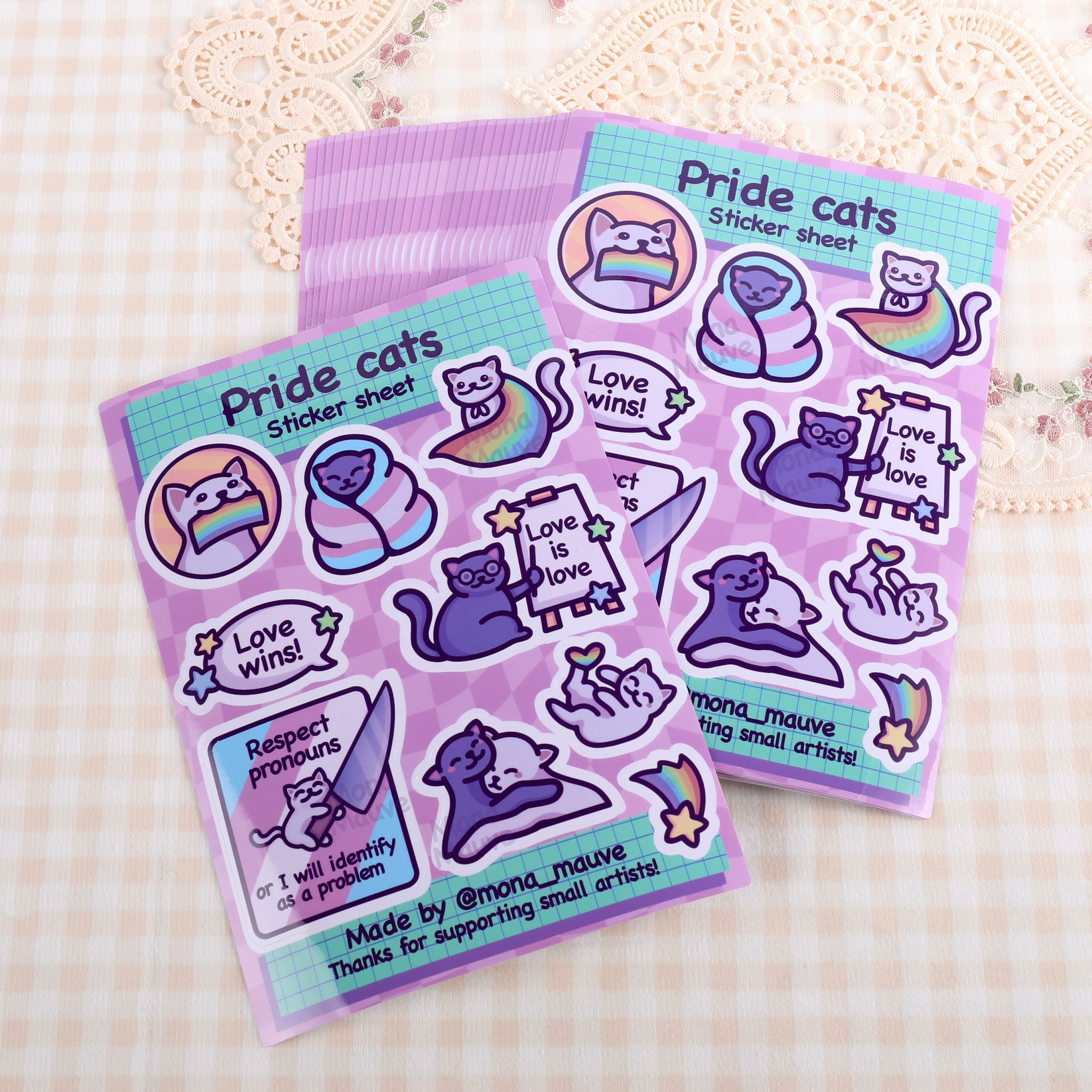 LGBTQ+ Pride Cats Sticker Sheet | 10 Cute Vinyl Waterproof Stickers ...